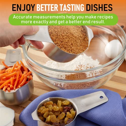 Spring Chef - Stainless Steel Measuring Cups, Kitchen Tools with Easy to Read Markings for Measuring Dry or Liquid Ingredients, Set of 7