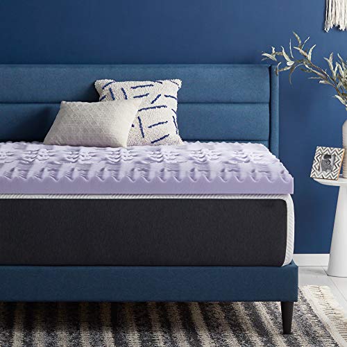 LUCID 3 Inch 5 Zone Lavender Memory Foam Mattress Topper – Plush- Calming Lavender & Premium Hypoallergenic 100% Waterproof Mattress Protector - Universal Fit, Cotton Terry Top, Full