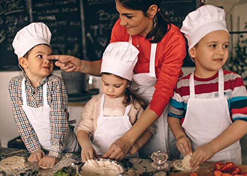 ESHATO Kids Chef Hat, Adjustable Elastic Cotton Cooking Cap for Children White