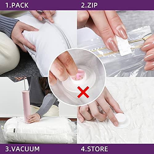XUTAI Vacuum Storage Bags, Space Saver Bags 12 Pack (4 Large/ 4 Medium/4 Small) for comforters and blankets,Clothes,Clothing,Travel,Luggage,Bedding,Vacuum Seal Bags for Clothes,Hand Pump