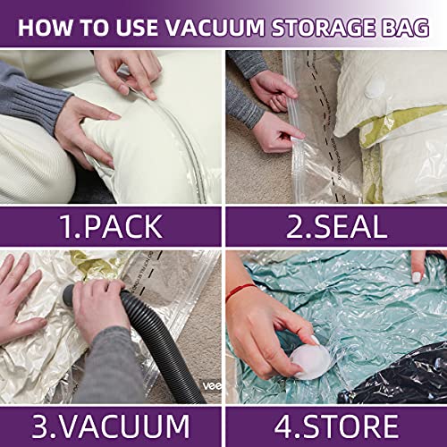 XUTAI Vacuum Storage Bags, Space Saver Bags 12 Pack (4 Large/ 4 Medium/4 Small) for comforters and blankets,Clothes,Clothing,Travel,Luggage,Bedding,Vacuum Seal Bags for Clothes,Hand Pump