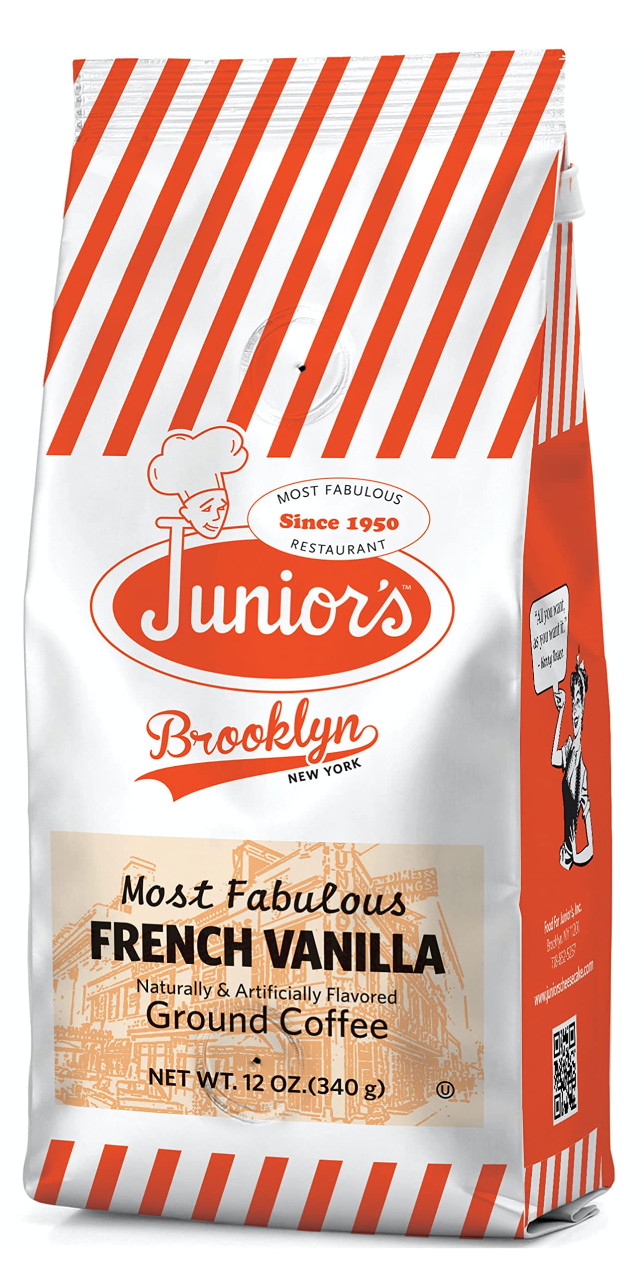 Junior's Most Fabulous Ground Coffee, 12 oz (French Vanilla, 6 bags)