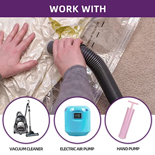 XUTAI Vacuum Storage Bags, Space Saver Bags 12 Pack (4 Large/ 4 Medium/4 Small) for comforters and blankets,Clothes,Clothing,Travel,Luggage,Bedding,Vacuum Seal Bags for Clothes,Hand Pump