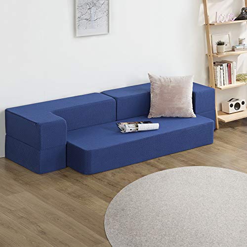 PrimaSleep 8 Inch Gel Memory Foam Multi-Function Mattress/Floor Mat/Sofa/(Dark Blue), Twin