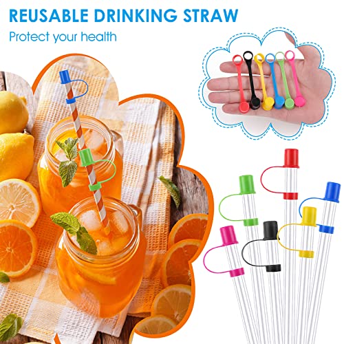 Prasacco 30 Pieces Straw Tips Cover, Colorful Plastic Drinking Straw Caps Reusable Drinking Straw Lids Straw Plug Drinking Dust Cap Drinking Straw Caps for 9 mm(0.35inch) Straws(6 Colors) (30 PCS)