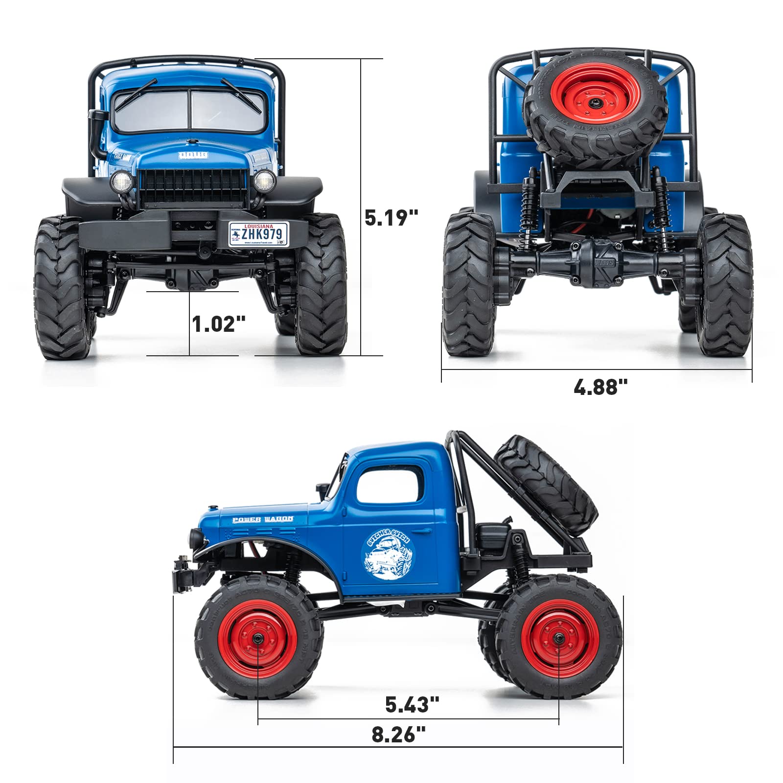 BEEZRC FMS RC Crwaler 1/24 Scale FCX24 Power Wagon RTR 4WD 2.4GHz 3CH Offroad RC Car Model Vehicle Hobby Grade Remote Control Car(Blue)