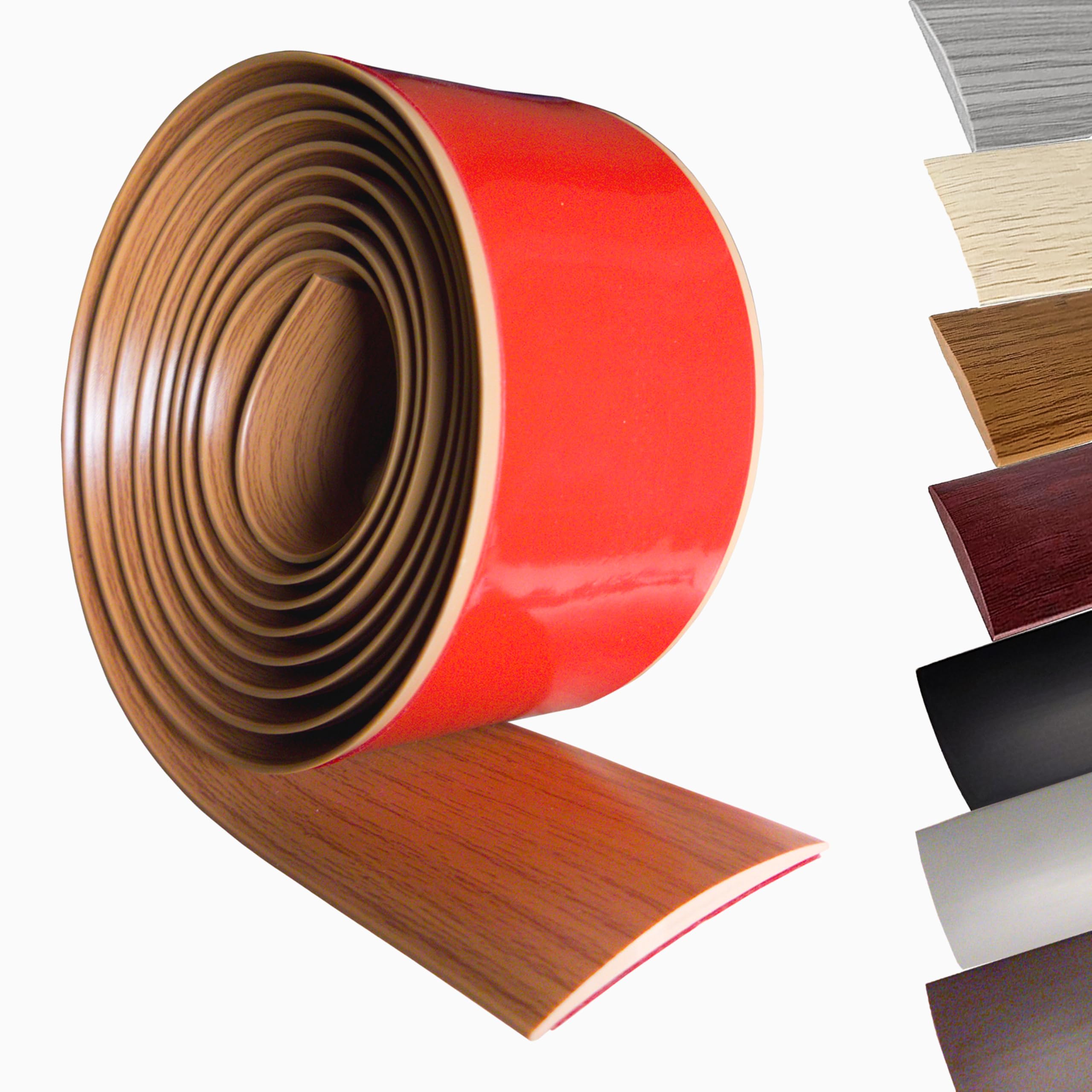 Floor Transition Strip Self-Adhesive Cover Strips Threshold Repair Floor Gap Vinyl Flooring Transitions Laminate Floor Flat Divider Strip Minimalism Oak Wood Grain Design 6.6FT (4cm, Light Brown)