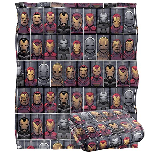 Marvel Iron Man Blanket, 50"x60", Collection of Iron, Silky Touch Super Soft Throw Blanket