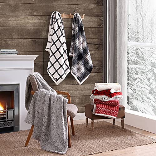 Eddie Bauer - Throw Blanket, Reversible Sherpa Bedding, Medium Weight & Warm Home Decor (Charcoal, Throw)