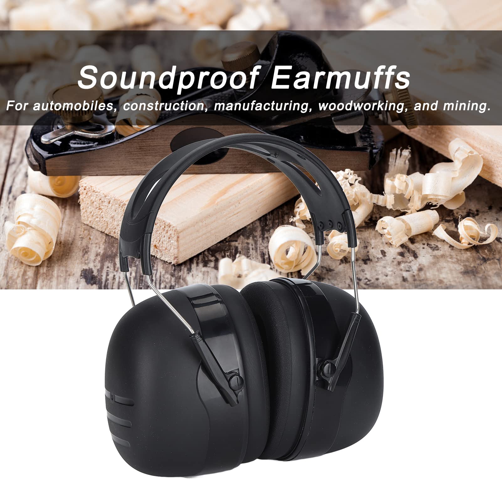 GOWENIC Noise Reducing Earmuff, Shooters Hearing Safety Ear Muffs NRR 37dB, Ear for Shooting Mowing Hunting Snowblowing Woodworking, Black