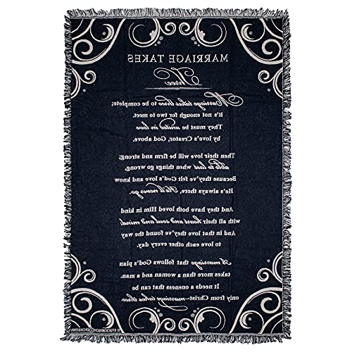 Dicksons Marriage Takes Three Black and White 52 x 68 All Cotton Tapestry Throw Blanket