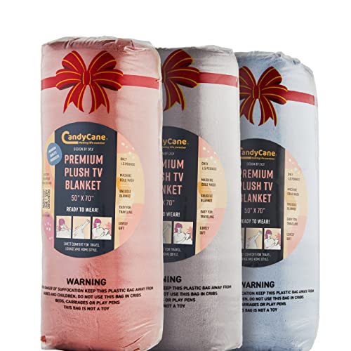 CANDY CANE Premium Wearable Blanket 70"x50" with Three Holes - Super Soft, Lightweight, Microplush, Cozy and Functional Throw Blanket for Adult, Women and Men (Sunset Pink)