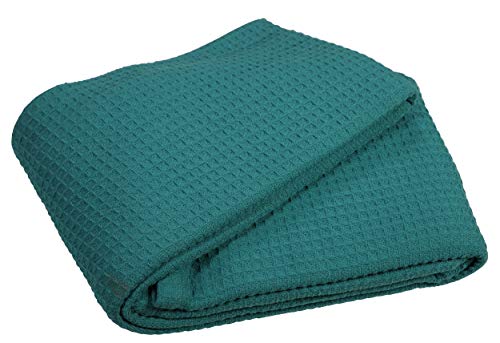 Waffle Weave King Blanket 102x90 inch-Teal,King Cotton Blanket,Teal King Blanket,Breathable Blanket,Farmhouse Throw Blanket,Textured Throw Blanket,Throw Blanket,All Season Cotton Blanket
