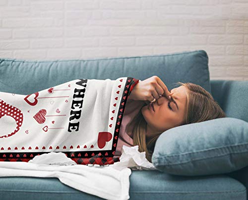 SUN-Shine Luxury Fleece Throw Blankets, Mother's Day Gnomes with Love Quotes Fuzzy Flannel Throws Super Soft Cozy Warm Blanket for Home Couch Sofa Bed Chair Red Black Buffalo Plaid