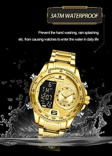 NAVIFORCE Watch for Men Dual Display Digital Quartz Watches Multifunctional Business Stainless Steel Wristwatch