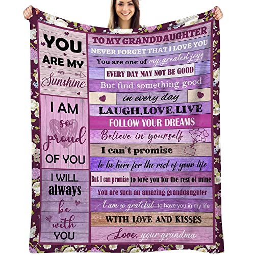 ORALBY Granddaughter Gifts from Grandma,Granddaughter Blanket,Gifts for Granddaughter,Granddaughter Gifts for Birthday Graduation Gifts for Granddaughter Throw Blanket from Nana 50” x60