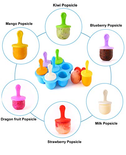 JBYAMUS Silicone Popsicle Molds, Ice Pop Molds, Storage Container for Homemade Food, Kids Ice Cream DIY Pop Molds - BPA Free (Blue)