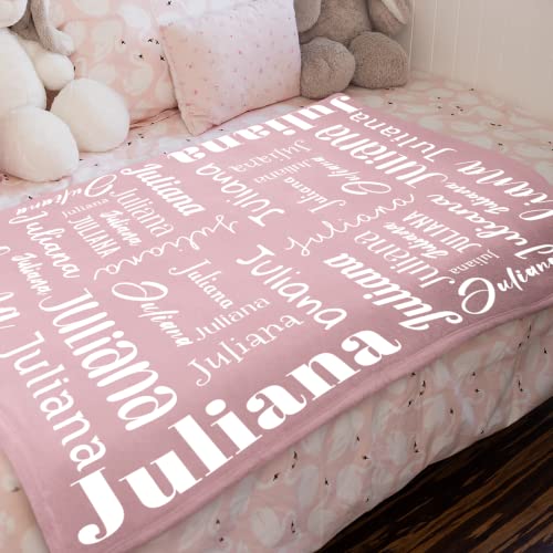 Personalized Name Blanket for Women Men 50x60inch Custom Throw Blanket with Name, Throw Blanket Gift for Mom, Dad, Grandma, Daughter, Flannel Blanket with Name Text Gift for Birthday Mothers Day
