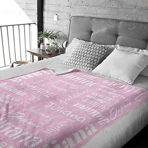 Personalized Name Blanket for Women Men 50x60inch Custom Throw Blanket with Name, Throw Blanket Gift for Mom, Dad, Grandma, Daughter, Flannel Blanket with Name Text Gift for Birthday Mothers Day