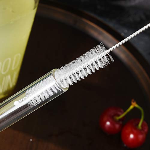 ALINK Reusable Glass Boba Straws, 14mm Extra Wide Clear Straws for Smoothies, Bubble Tea, Pack of 2 with Carrying Case and Cleaning Brush