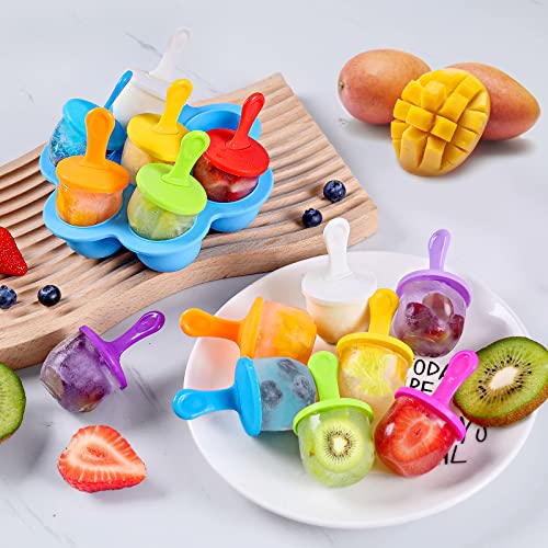 JBYAMUS Silicone Popsicle Molds, Ice Pop Molds, Storage Container for Homemade Food, Kids Ice Cream DIY Pop Molds - BPA Free (Blue)