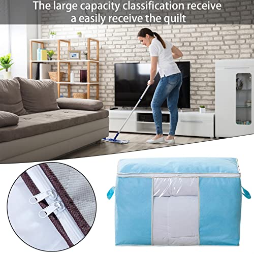 Home Quilt Storage Box Large Capacity Foldable Storage Box with Window, Under Bed Storage Containers, Foldable Closet Organizers, Comforters Blankets Bedding Clothes Storage Bins 18.8x11.8x19.7in