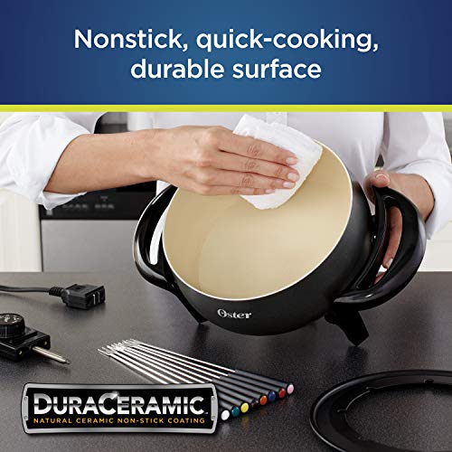 Oster Fondue Pot | Titanium Infused DuraCeramic Fondue Maker, Black