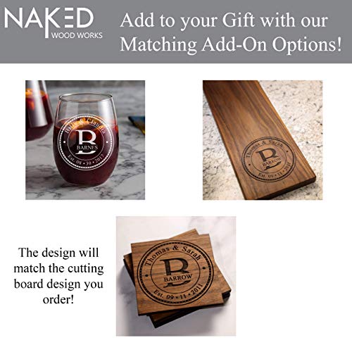 Personalized Wedding Anniversary Cutting Board, Handmade in The USA by Naked Wood Works Sizes from small to Very large! Makes for a Great Christmas Gift - Wedding Gift - Anniversary Gift