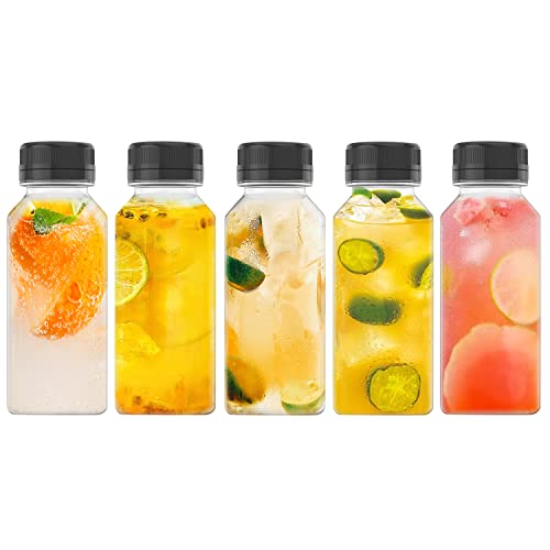 5 Pcs 8 Oz Plastic Juice Bottles Empty Clear Containers with Tamper Proof Lids for Juice, Milk and Other Beverage