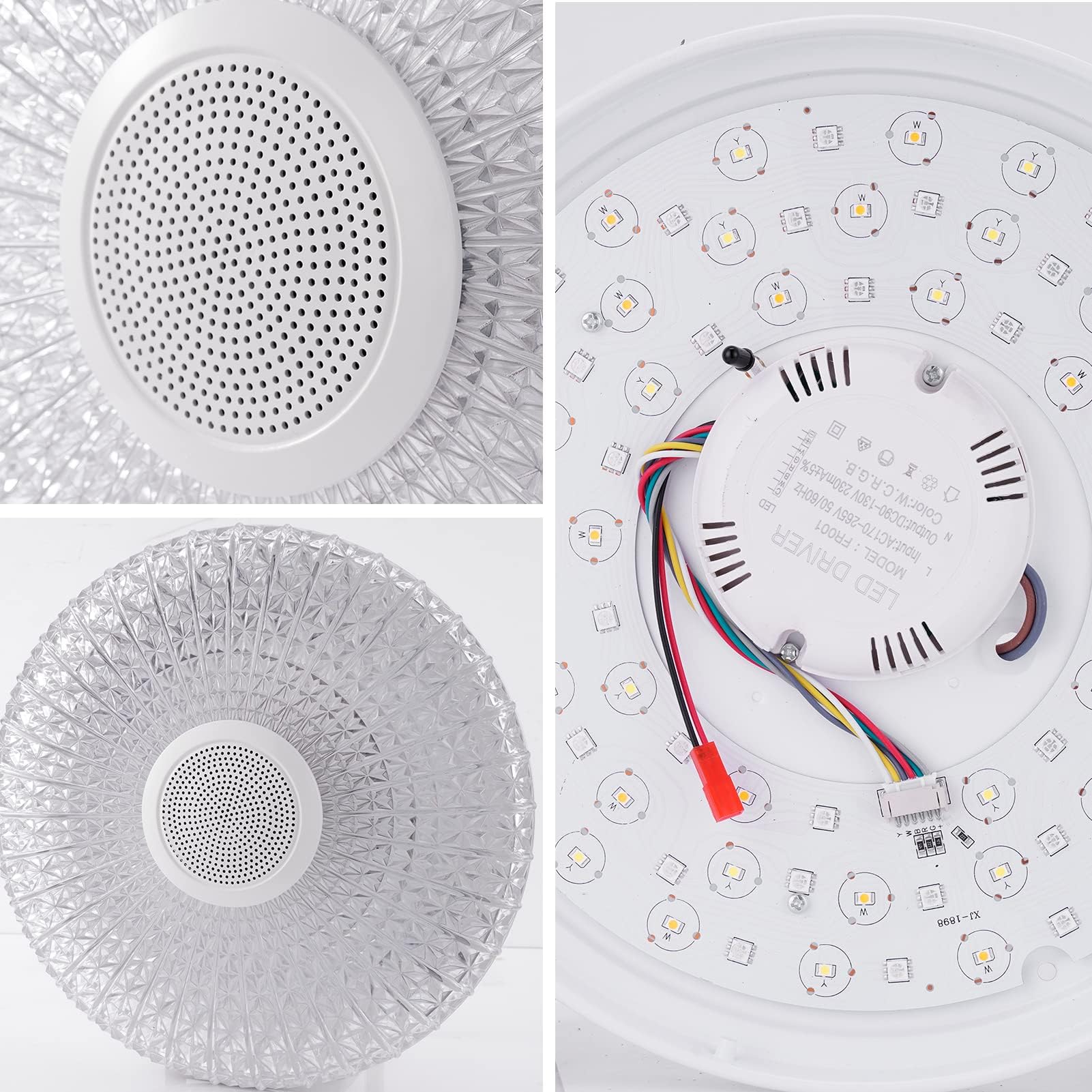 Mosasun 36W APP Remote Control Color Changing Ceiling Lamp with Bluetooth Speaker, Flush Mount LED Bathroom Music Ceiling Light for Kids Room, Laundry, Hallway