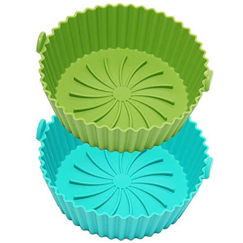 6.5Inch 2 Pack Silicone Air Fryer Liners, Air Fryer Silicone Pot for 1-3.5 QT Airfryer, Replacement of Parchment Paper Liners, Non-stick and Reusable