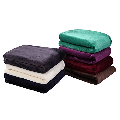 HYSEAS Flannel Fleece Throw Blanket Dark Grey - Super Soft Plush Microfiber Solid Blanket for Couch, Bed, Chair, Sofa - Fuzzy Cozy Lightweight - 50x60 Inch