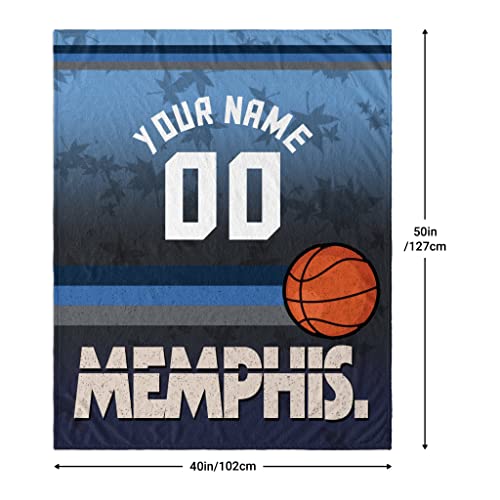 Wream Custom Blanket for Bed Personalized Fans Gift Basketball City Name and Number Winter Summer Fleece Throw Blankets, Optional【40x50】【50x60】【 60x80】inch
