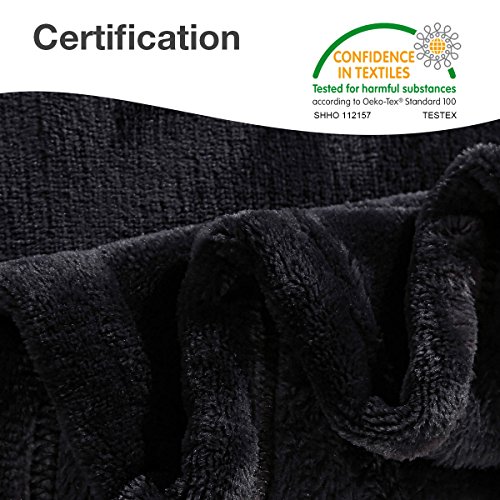 HYSEAS Flannel Fleece Throw Blanket Dark Grey - Super Soft Plush Microfiber Solid Blanket for Couch, Bed, Chair, Sofa - Fuzzy Cozy Lightweight - 50x60 Inch