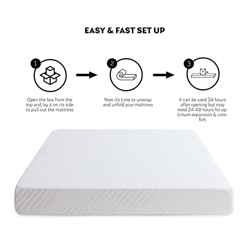 TMEOSK Full Size Mattress, 8 inch Gel Memory Foam Mattress, Green Tea Infused for a Cool Sleep, Breathable Removable Quilted Cover, Bed in a Box, Medium Firm Feel with Motion Isolating (Full)