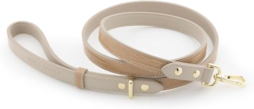 Nina Woof Milan Vegan Leather Dog Leash, 4ft Padded Slim Dog Lead, Vegan Crocodile Leather, Dog Leash for Small Dogs, Lightweight Dog Leashes for Medium Dogs, Thin Dog Leash, Beige