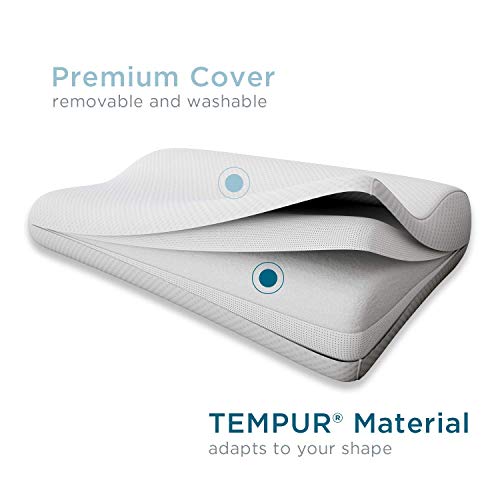 Tempur-Pedic TEMPUR Supreme 3-Inch Mattress Topper, Medium Firm, Queen, White & TEMPUR-Ergo Neck Pillow Firm Support, Medium Profile, White
