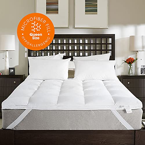 Cheer Collection Thick Mattress Topper - Ultra Luxurious Bed Topper with Stable Anchor Bands – Queen Size 60" x 80"