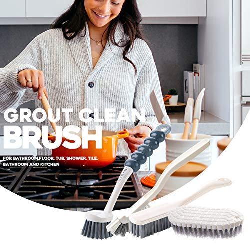 4 Pack Deep Cleaning Brush Set-Kitchen Cleaning Brushes, Includes Grips Dish Brush, Bottle Brush, Scrub Brush Bathroom Brush, Shoe Brush for Bathroom, Floor, Tub, Shower, Tile, Bathroom, and Kitchen
