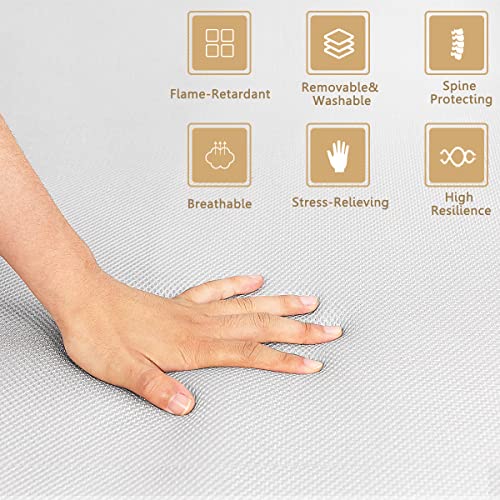 KOMFOTT 4- Inch Tri Folding Mattress Full XL Size, Foam Mattress with Removable & Washable Cover, Trifold Guest Bed Foam Mattress Sofa Bed Sleeper