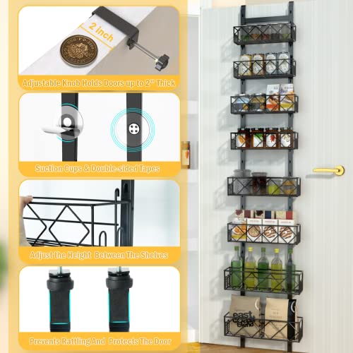 Over the Door Pantry Organizer 8-Tier Adjustable Baskets Hanging Spice Door Rack - 13.78" W x 65.16" H Behind the Door Storage for Kitchen, Bathroom, and Closet Organization
