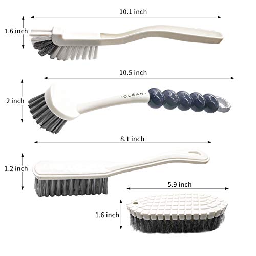4 Pack Deep Cleaning Brush Set-Kitchen Cleaning Brushes, Includes Grips Dish Brush, Bottle Brush, Scrub Brush Bathroom Brush, Shoe Brush for Bathroom, Floor, Tub, Shower, Tile, Bathroom, and Kitchen