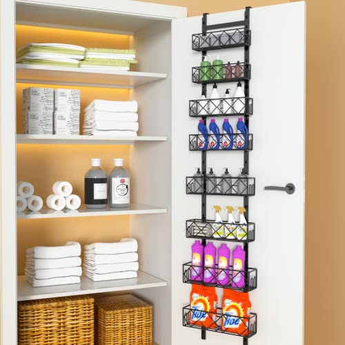 Over the Door Pantry Organizer 8-Tier Adjustable Baskets Hanging Spice Door Rack - 13.78" W x 65.16" H Behind the Door Storage for Kitchen, Bathroom, and Closet Organization