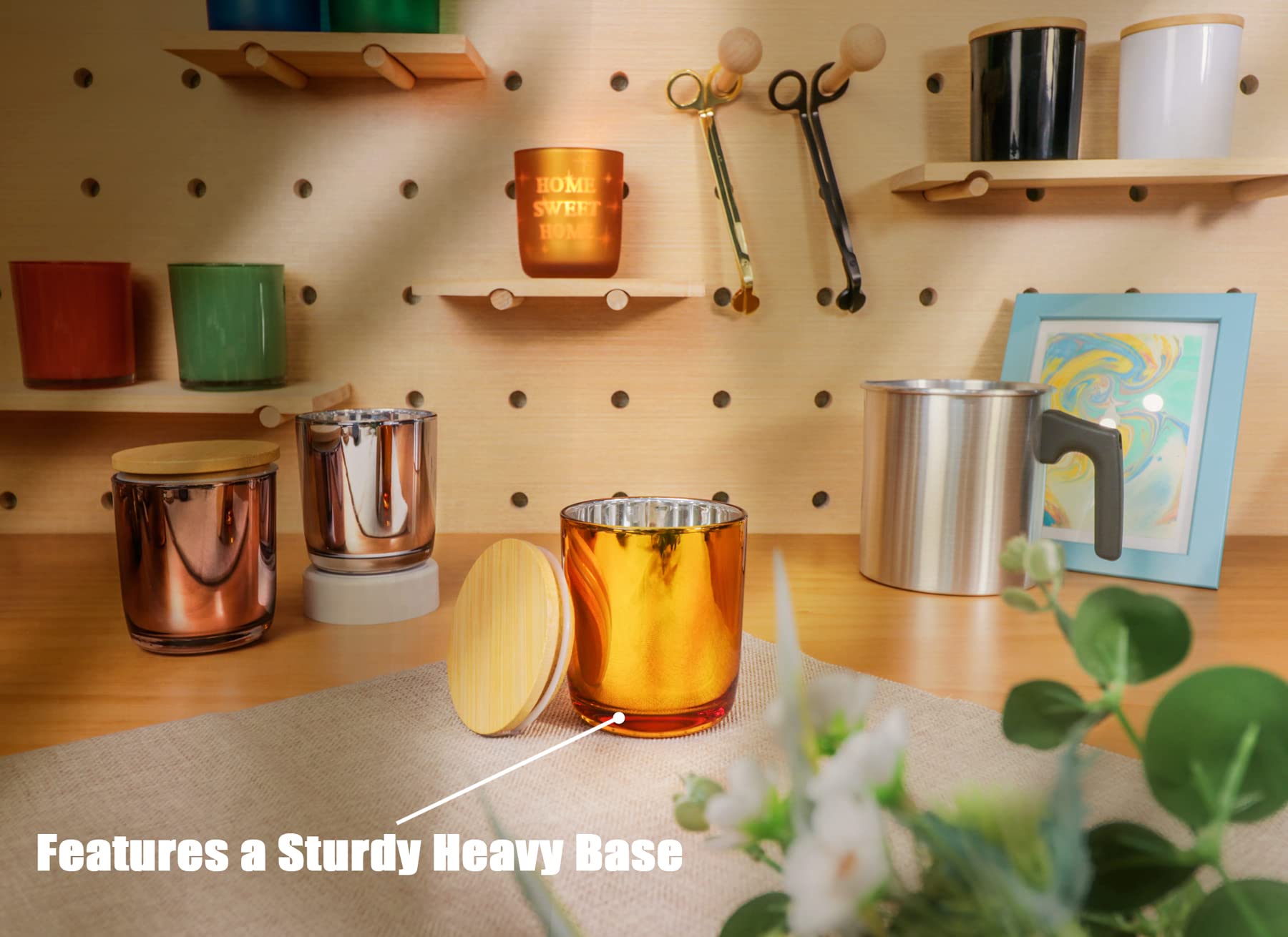 Aroparc Candle Jar, Wholesale Candle Container, 12 Pack 10oz Candle Jars with Lids Tumbler Jar for Candle Making Candle Tins Candle Making Supplies (Amber)