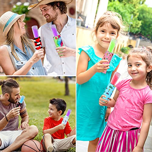 24 Pack Ice Pop Sleeves Neoprene Freezer Pop Sleeve Popsicle Covers Holders Bags BPA-Free for Kids Party Supplies (Colorful)