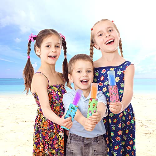 24 Pack Ice Pop Sleeves Neoprene Freezer Pop Sleeve Popsicle Covers Holders Bags BPA-Free for Kids Party Supplies (Colorful)