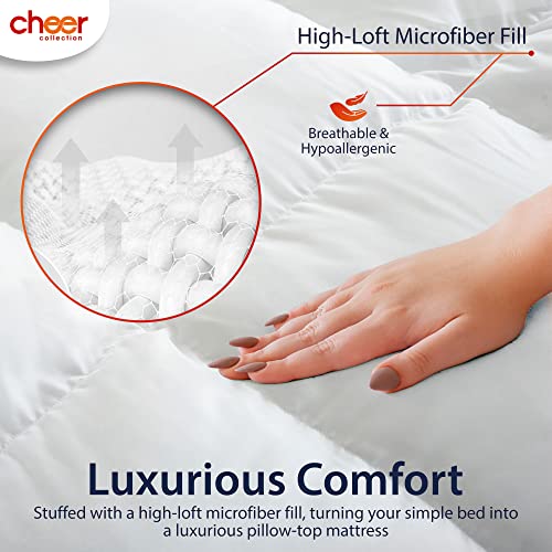 Cheer Collection Thick Mattress Topper - Ultra Luxurious Bed Topper with Stable Anchor Bands – Queen Size 60" x 80"