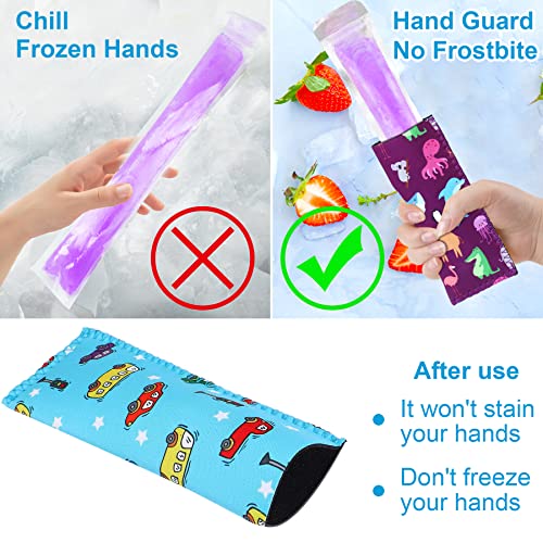 24 Pack Ice Pop Sleeves Neoprene Freezer Pop Sleeve Popsicle Covers Holders Bags BPA-Free for Kids Party Supplies (Colorful)
