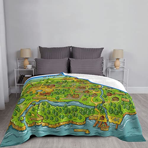 Stardew Valley Map Throw Blanket Soft Warm Bed Blanket for Travelling Camping Living Room Sofa Bedroom 50"X40"