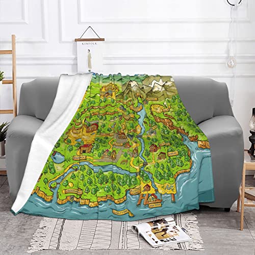 Stardew Valley Map Throw Blanket Soft Warm Bed Blanket for Travelling Camping Living Room Sofa Bedroom 50"X40"